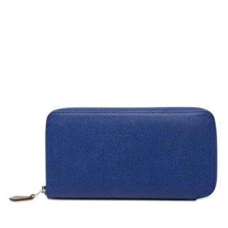 Herm&egrave;s Portefeuille zipp&eacute; doccasion - Femme - Pre-owned - Bleu - Taille: ONE Size