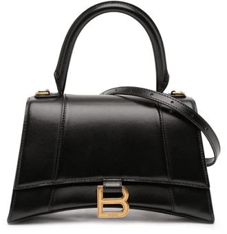 Balenciaga Hobo Bags - Small Shiny Box Calfskin Hourglass Top Handle Bag - Gr. unisize - in Schwarz - für Damen