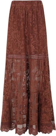 Miss Bikini Femme, Jupes, Brun, Taille: 38 FR Gonna Lunga in Pizzo