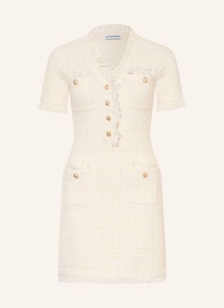 Self Portrait Self-Portrait Tweed-Kleid Mit Pailletten Und Schmucksteinen weiss