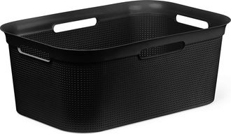 Rotho Brisen Wäschekorb 40 l, Kunststoff (PP), schwarz 40 Liter (60 x 40 x 23,2 cm)
