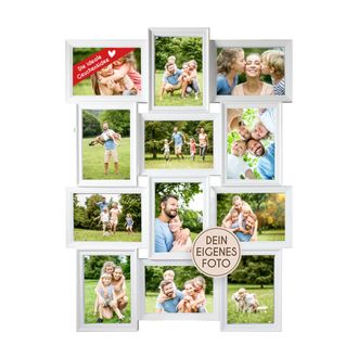 Wackadoo Bilderrahmen Collage mit eigenen Fotos weiß 13x18 cm 12 Fotos, Fotorahmen Galerierahmen mit Glasscheibe personalisierte geschenke, picture frame
