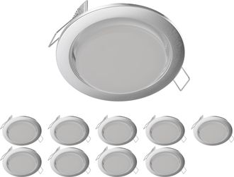 LEDs Com 10 Stück LED Einbaustrahler Zobe flach GX53 chrom matt rund 10,063W 1038lm warm-weiß 107mm Ø Lochkreis 90mm Ø