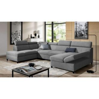 Fun M&ouml;bel Wohnlandschaft Schlafsofa Sofa ANTON in Stoff Esito Grau Ottomane Rechts