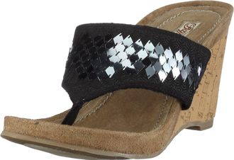 Buffalo Damask Sequins 309-9184-1, Damen Sandalen/Fashion-Sandalen, schwarz, (black 01), EU 39