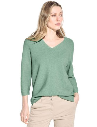 Cecil Damen B302719 Pullover Mit V-Ausschnit, Salvia Green Melange, XL EU