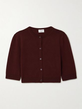 Saint Laurent Cardigan Raccourci En Laine - Bordeaux