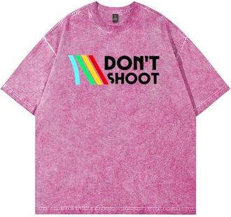 Generic T-shirt Arc Raiders Dont Shoot en coton d&eacute;lav&eacute; unisexe &agrave; manches courtes d&eacute;contract&eacute; et col rond, rose, XXL
