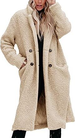 Onsoyours Manteau Femme Hiver Longue Veste énorme Peluche Manches Longues Blouson Veste Outwear Chaud Automne Hiver Parka Trench-Coat Manteau Trench Cardigan A 