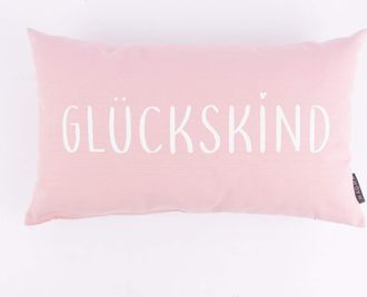 Schöner Leben Magma Deko Kissen mit Aufschrift Glückskind Altrosa 30x50cm