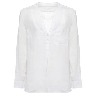 120% Lino Femme, Blouses et Chemises, Blanc, Taille: 38 FR Blouses