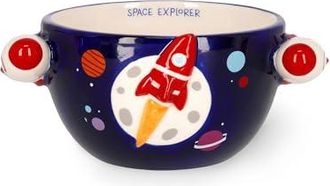 Legami Legami - Guten Morgen M&uuml;slibecher aus Steingut, Motiv: Weltraum, Fr&uuml;hst&uuml;ckstasse, mikrowellengeeignet, sp&uuml;lmaschinenfest, Fassungsverm&ouml;gen bis zu 400 