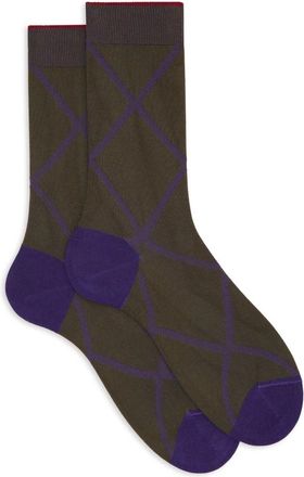 Gallo Gallo, Homme, Sous-v&ecirc;tements, Multicolore, Taille: S Chaussettes Courtes en Coton avec Motif Diamant