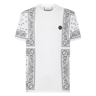 Philipp Plein Rundhals-T-Shirt Paisley - - Tops - Herren - Wei&szlig; - S