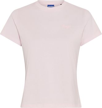 HUGO BOSS T-Shirt HUGO Damatee, Damen, Gr. XXL, rosa (light, pastel pink 687), Single Jersey, Obermaterial: 100% Baumwolle, unifarben, h&uuml;ftlang, Rundhals, abges