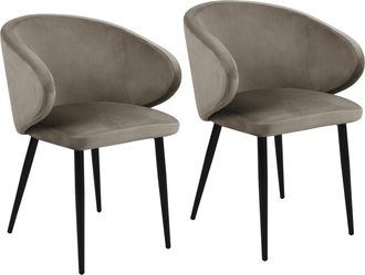 SVITA Audrey 2er Set Esszimmerst&uuml;hle K&uuml;chen-Sessel mit Armlehne Samt Taupe
