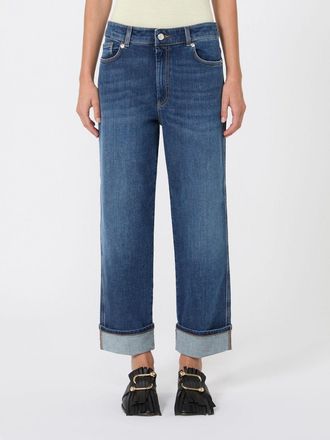 Sportmax Cropped Straight-Jeans mit mittlerer Leibh&ouml;he und Umschlag aus Baumwolldenim