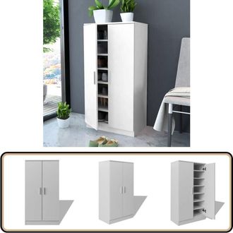 vidaXL Meuble à chaussures 7 étagères blanc - Meubles À Chaussures - Rangements Chaussures - Meubles Entrée - Organisateur Chaussures - Rangement Intérieur