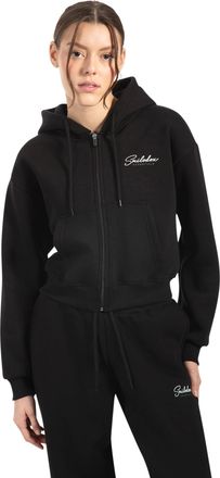 Smilodox Sweatjacke Damen Enara, Strickjacke mit Frontzipper und K&auml;ngurutasche, gesticktem Logo auf Brust, weichem Stoff mit B&uuml;ndchen, Bequeme Kapuzenjacke f&uuml;r