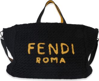 Fendi Black Wool Logo Tote