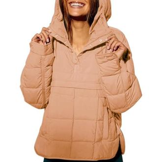 Generic Veste matelass&eacute;e &agrave; capuche surdimensionn&eacute;e pour femme, pull &agrave; capuche Dolman pour lautomne et lhiver, kaki, XXL