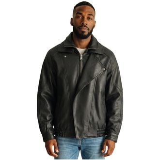 Infinity Leather Herren Schwarze Lammleder-Biker-Bomber-Blouson-Jacke - Dunedin