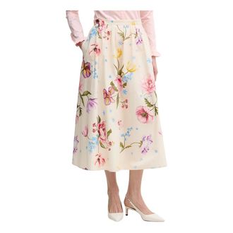 Oui Floral A-line Midi Skirt - - Skirts - Damen - Mehrfarbig - S
