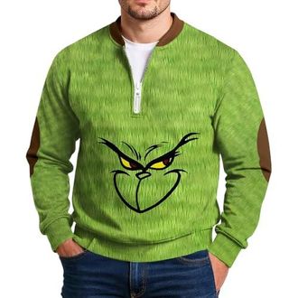Generic Le Grinch Pull De Noel Homme Adulte The Noel Pyjama Enfant Ugly col Rond Deguisement Vetement Femme Christmas 2025 Costume Sweats Famille Sweat zippé 