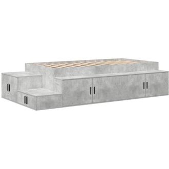 vidaXL Bett mit Stauraum Beton Grau 244 x 127 x 53.5 cm Holzwerkstoff Vidaxl