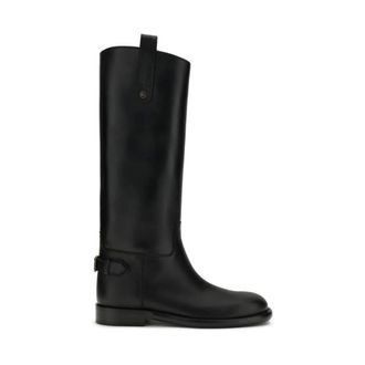 Burberry Femme, Chaussures, Noir, Taille: 40 EU Bottes hautes en cuir avec talon bloc