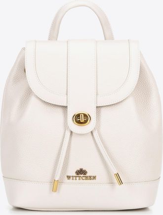 Wittchen Damen-Lederrucksack mit Kordelzug, Creme, Naturleder