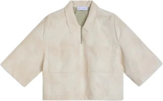 Weili Zheng Femme, Tops, Beige, Taille: 42 FR Polo mezza manica in ecopelle tasche sul davanti