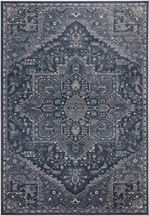 Safavieh Traditionell Teppich für Wohnzimmer, Esszimmer, Schlafzimmer - Vintage Collection, Kurzer Flor, Silber und Elfenbein, 99 X 140 cm