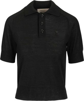 Ami Femme, Tops, Noir, Taille: 40 FR Polo Ami De Coeur
