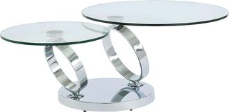 Vente-Unique Couchtisch mit drehbaren Tischplatten - Sicherheitsglas & Metall - Joline