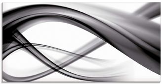 Artland ARTland Wanddeko Glasbilder Wandbild Glas Bild einteilig 100x50 cm Querformat Moderne Kunst Abstrakt Modern Rauch Welle Schwarz Weiß S7KQ