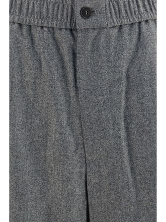 Giorgio Armani Mens Oversized Trousers Light Grey Melange Fleece Wool (ovis Aries)