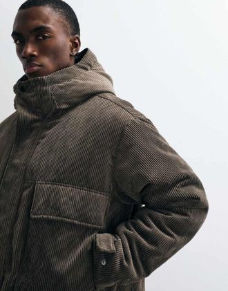 Redefined Rebel Troy - Veste coupe-vent oversize en velours c&ocirc;tel&eacute; - Marron