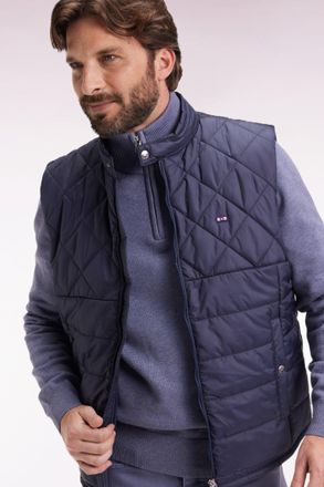Eden Park Doudoune Sans Manches Col Motard En Nylon Matelass&eacute; Bleu Marine