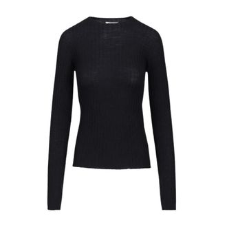 Balenciaga Rippstrick-Pullover mit Rundhalsausschnitt - - Knitwear - Damen - Schwarzk - M