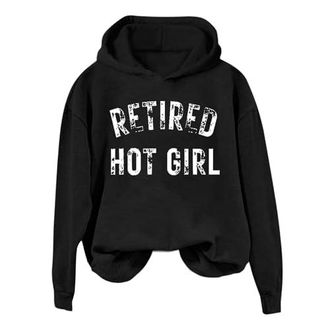 Generic 2026 Printemps Femme Hiver Retraite Hot Girl T-shirt L&eacute;ger Pull Top Halloween Imprim&eacute; Sweat &agrave; Capuche, Noir, XXL