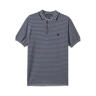Brooks Brothers Gestreiftes Baumwoll-Seiden-Leinen-Strickpolo - - Tops - Herren - Blau - S