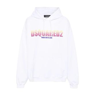 Dsquared2 Logo-print Baumwoll-Kapuzenpullover - - Sweatshirts & Hoodies - Herren - Wei&szlig; - M