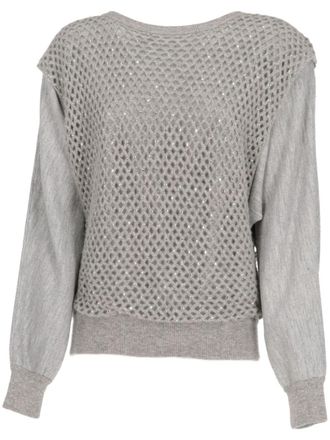 Valentino Garavani pull &agrave; empi&egrave;cement en maille (ann&eacute;es 1980) - Gris