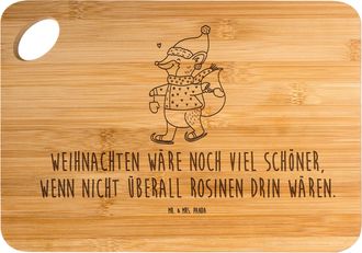 Mr. & Mrs. Panda Holzbrett Fuchs Schlittschuhe - Geschenk, Weihnachtsmann, Holzbrettchen, Schneidebrett, Tannenbaum, Servierbrett, Weihnachtsbaum, Weihnachtszeit, Bret