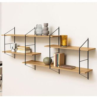 ebuy24 Ebuy24 - Etag&egrave;re murale 191x25,5x79 cm d&eacute;cor ch&ecirc;ne et m&eacute;tal - michka