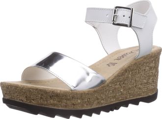 s.Oliver 28341, Damen Knöchelriemchen Sandalen mit Keilabsatz, Weiß (White/Silver 191), 39 EU (6 Damen UK)