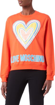 Love Moschino Womens Multicolor Heart Sweatshirt, ORANGE, 46