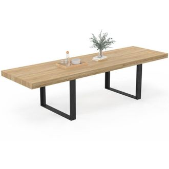 IDMarket Table &agrave; manger rectangle PHOENIX 12 personnes bois et noir 300 cm