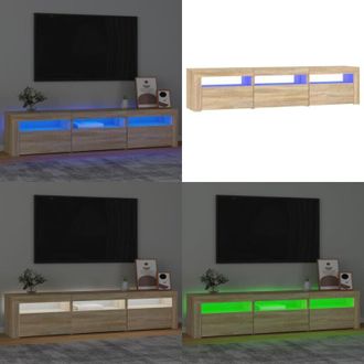 vidaXL Vidaxl - TV-Schrank mit LED-Leuchten Sonoma-Eiche 180x35x40 cm - tv Schrank - Holzwerkstoff - Sonoma Eiche - led Beleuchtung - Regal - Home & Living